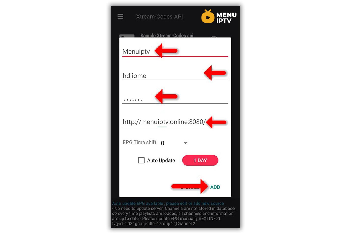 Xtream Codes: 6 Steps to Set Up IPTV on GSE via Xtream Codes API - MENUIPTV